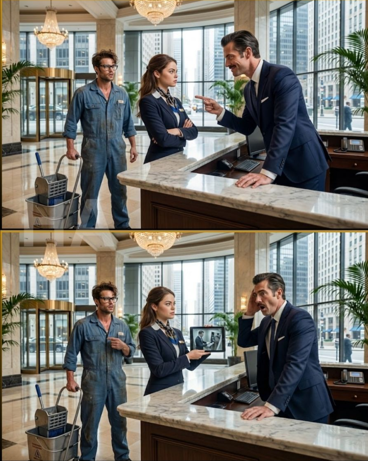 MILLIONAIRE disguised himself as a JANITOR,and froze upon hearing the ...